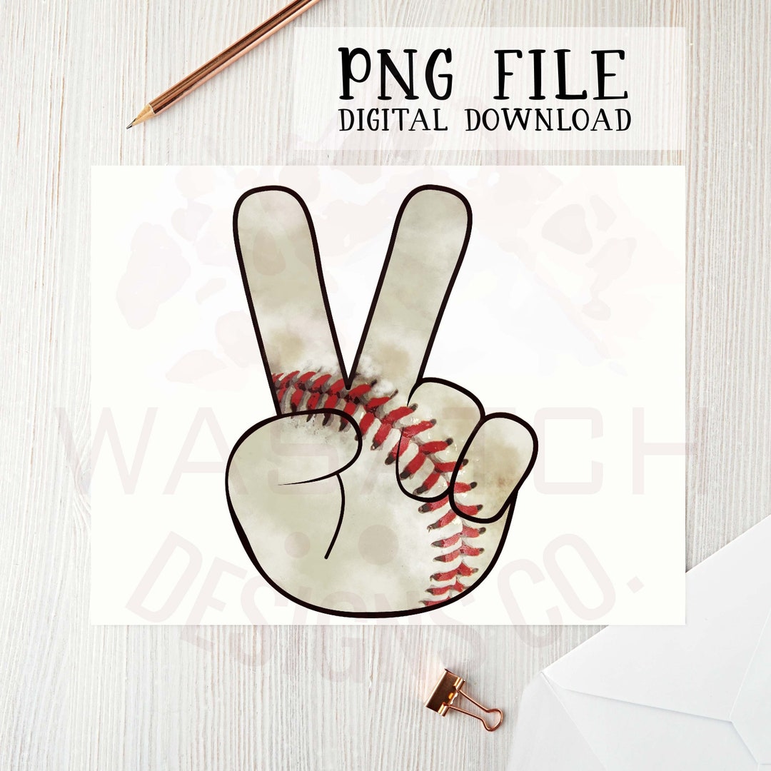 Baseball Peace Hand PNG File, Sublimation Design, PNG File, Digital ...