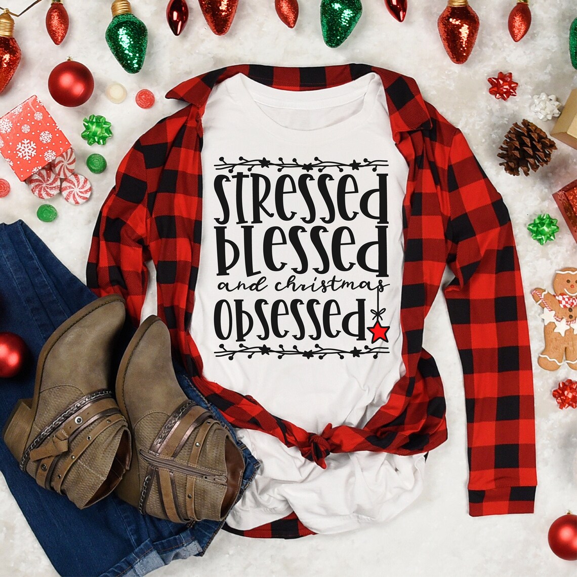 Stressed blessed and Christmas obsessed SVG Christmas svg | Etsy