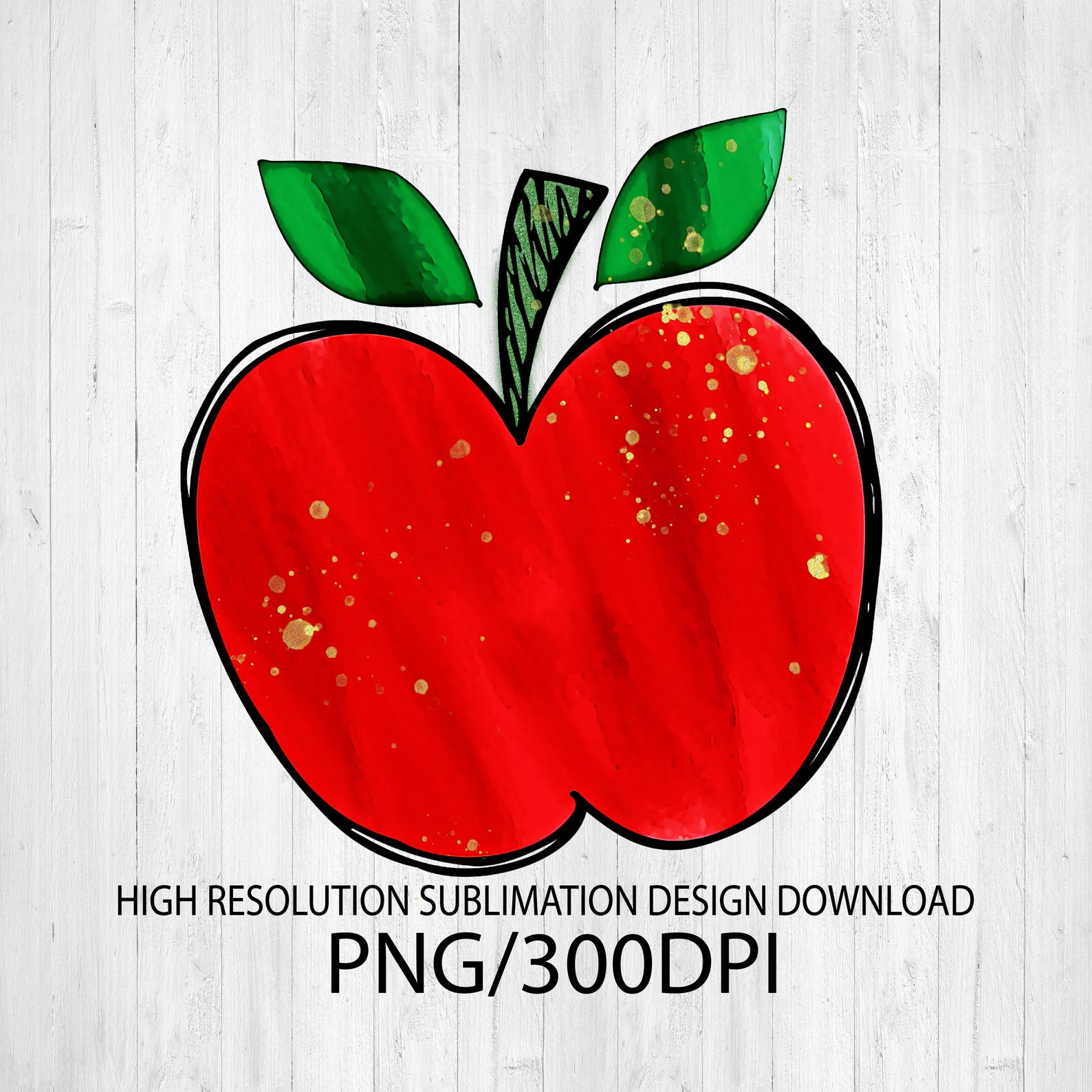 Watercolor Apple PNG File for Sublimation Printing DTG Printing ...