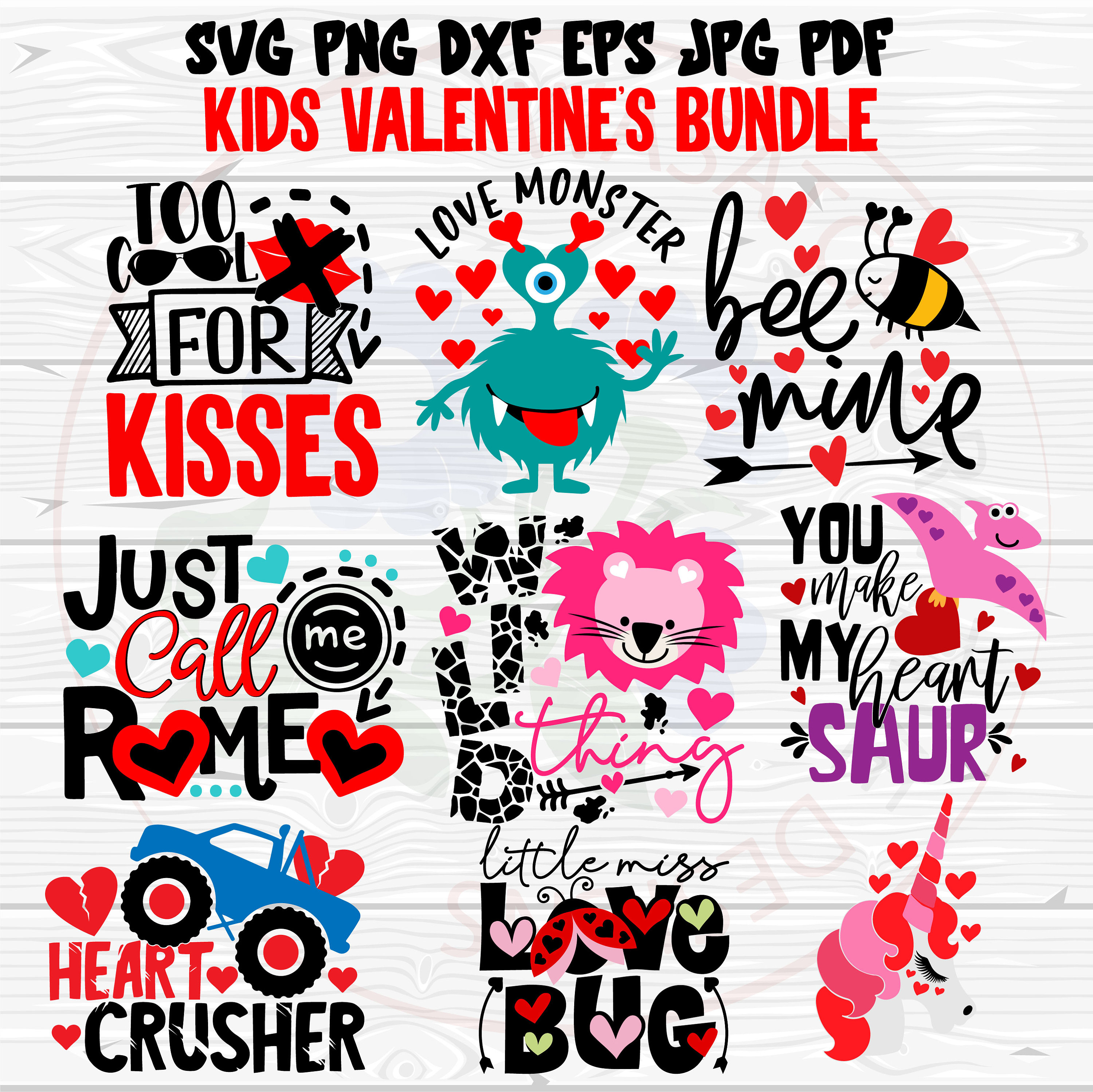 Boys Girls Valentines SVG Valentine kids svg files png for your DIY projects Kids Valentines Day ...