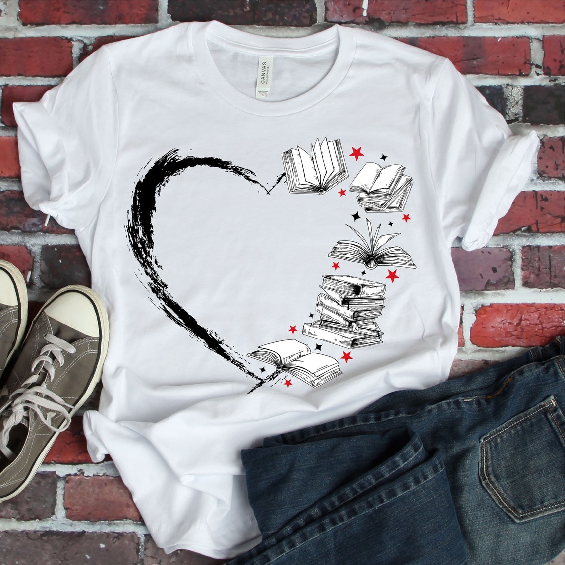 Heart With Books PNG File for Sublimation Printing, Sublimation Design ...