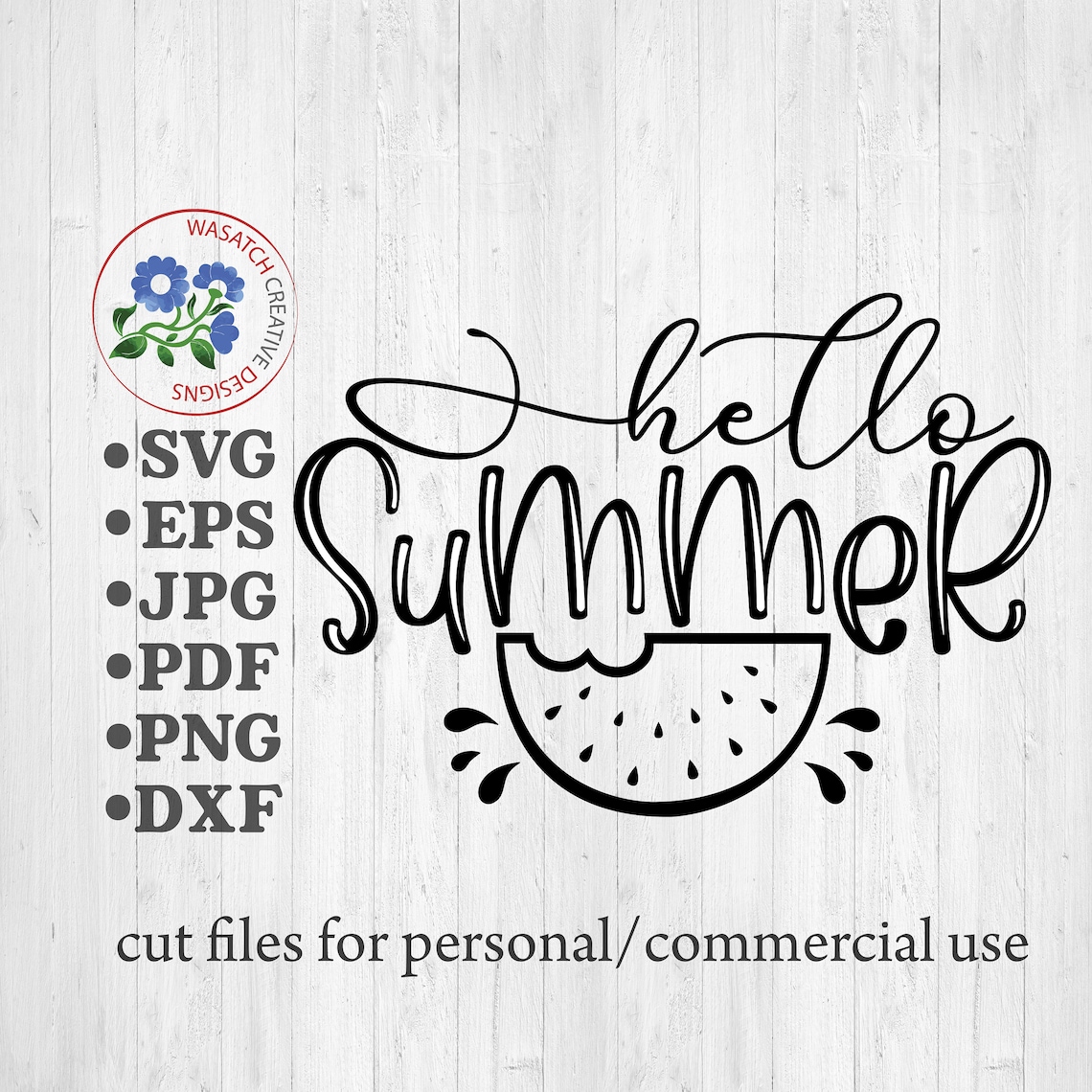 Hello Summer SVG Cutting File, DXF Eps and Png Files for Cameo or ...