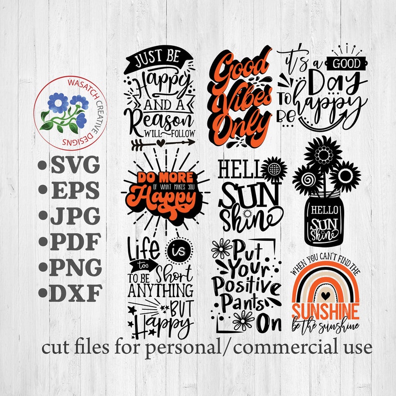 Happiness SVG Bundle Happy Quotes Svg Cut File Happy PNG - Etsy