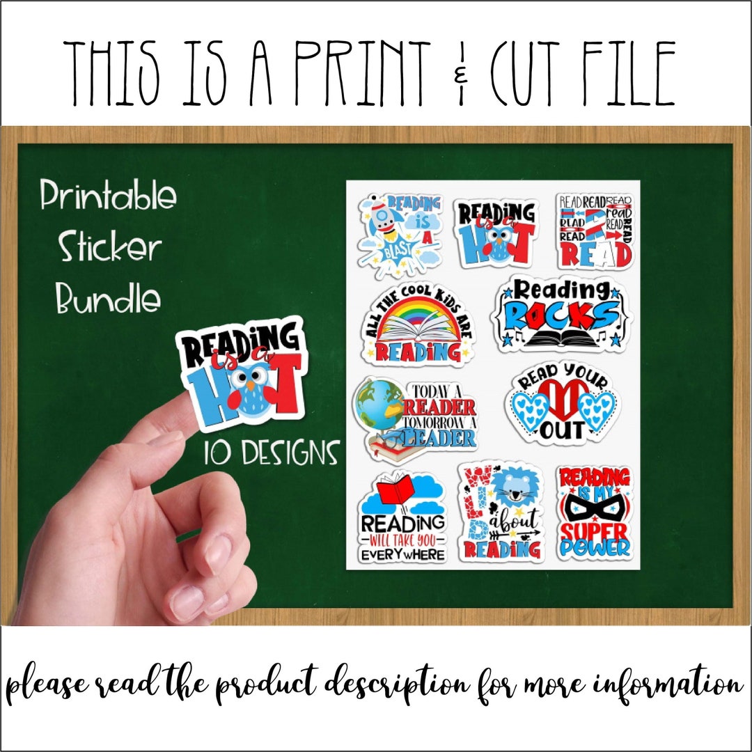 PRINTABLE Stickers, Png Files, Kids Reading Stickers, School Stickers ...