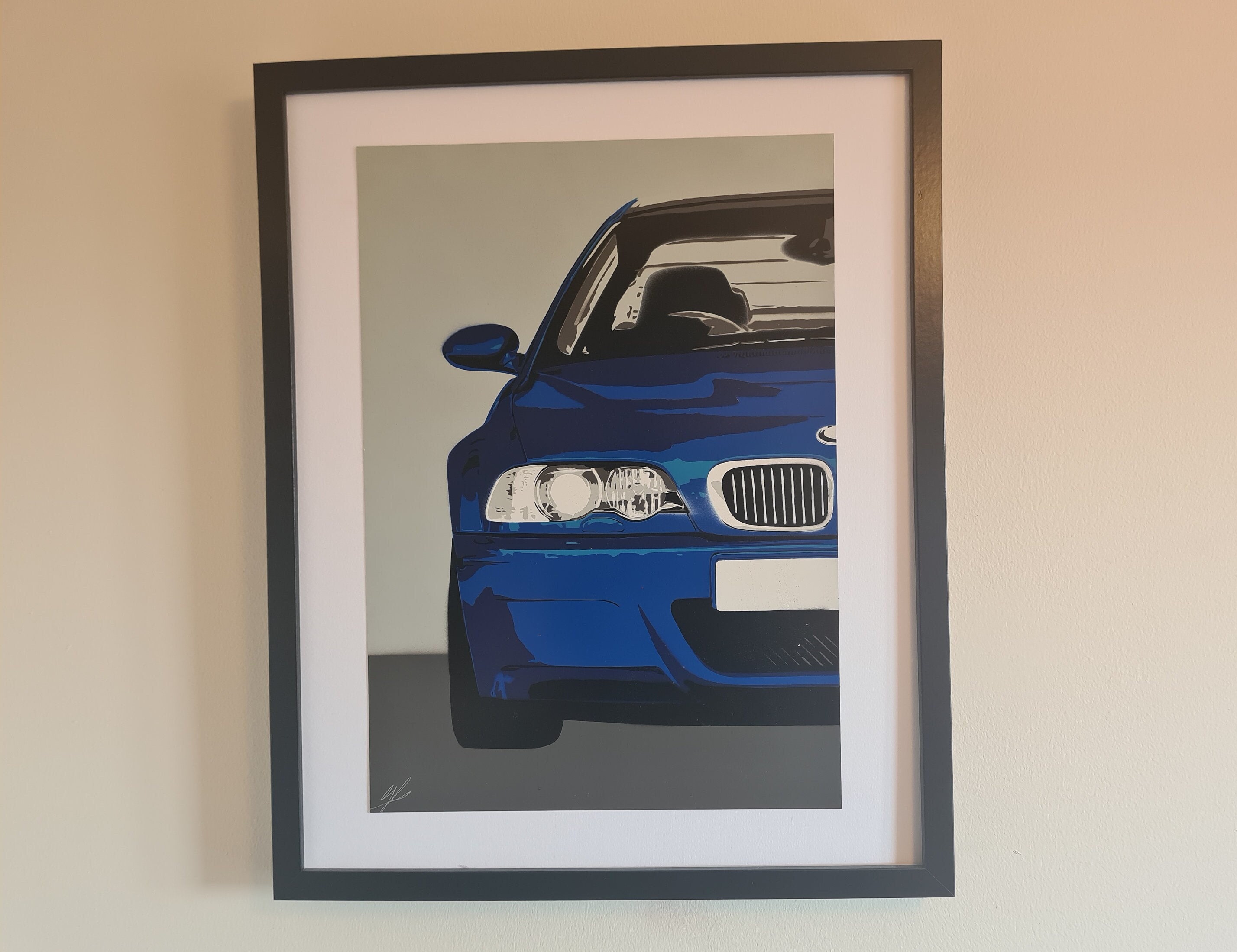 BMW E46 M3 Spray Art Painting Blue - A3 - Etsy