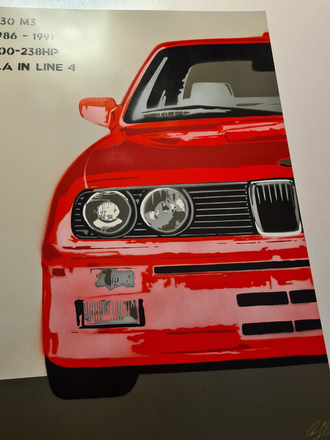 BMW E30 M3 V2 Spray Art Painting Red A3 - Etsy