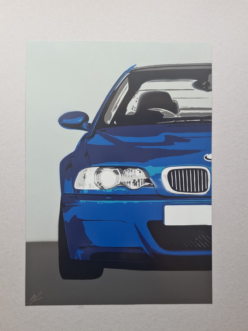 BMW E46 M3 Spray Art Painting Blue - A3 - Etsy
