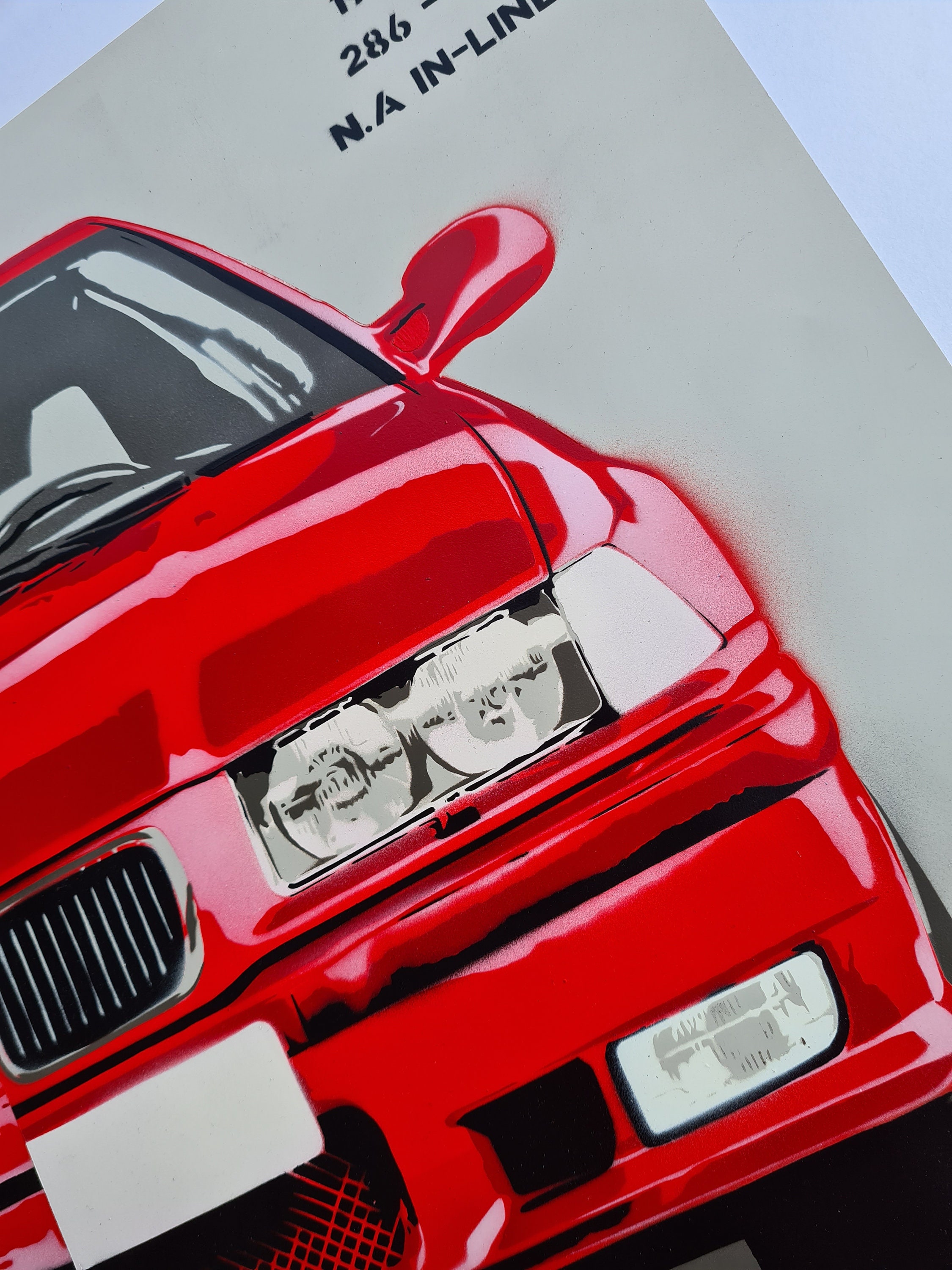 BMW E30 Evolution to E36 M3 - Spray Art Painting Red - A2 - Etsy UK