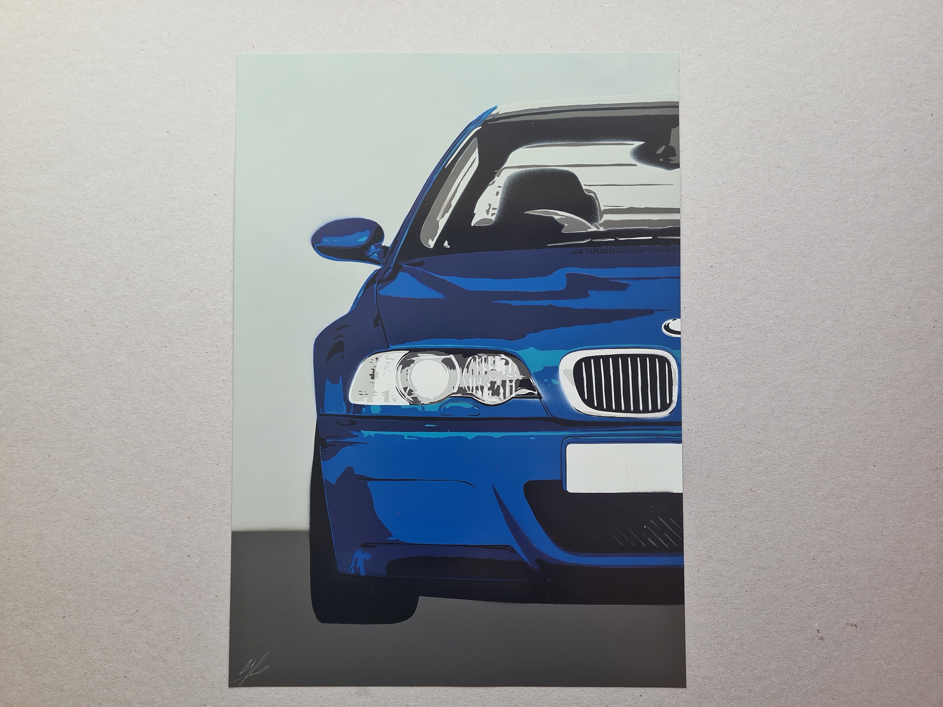 BMW E46 M3 Spray Art Painting Blue - A3 - Etsy