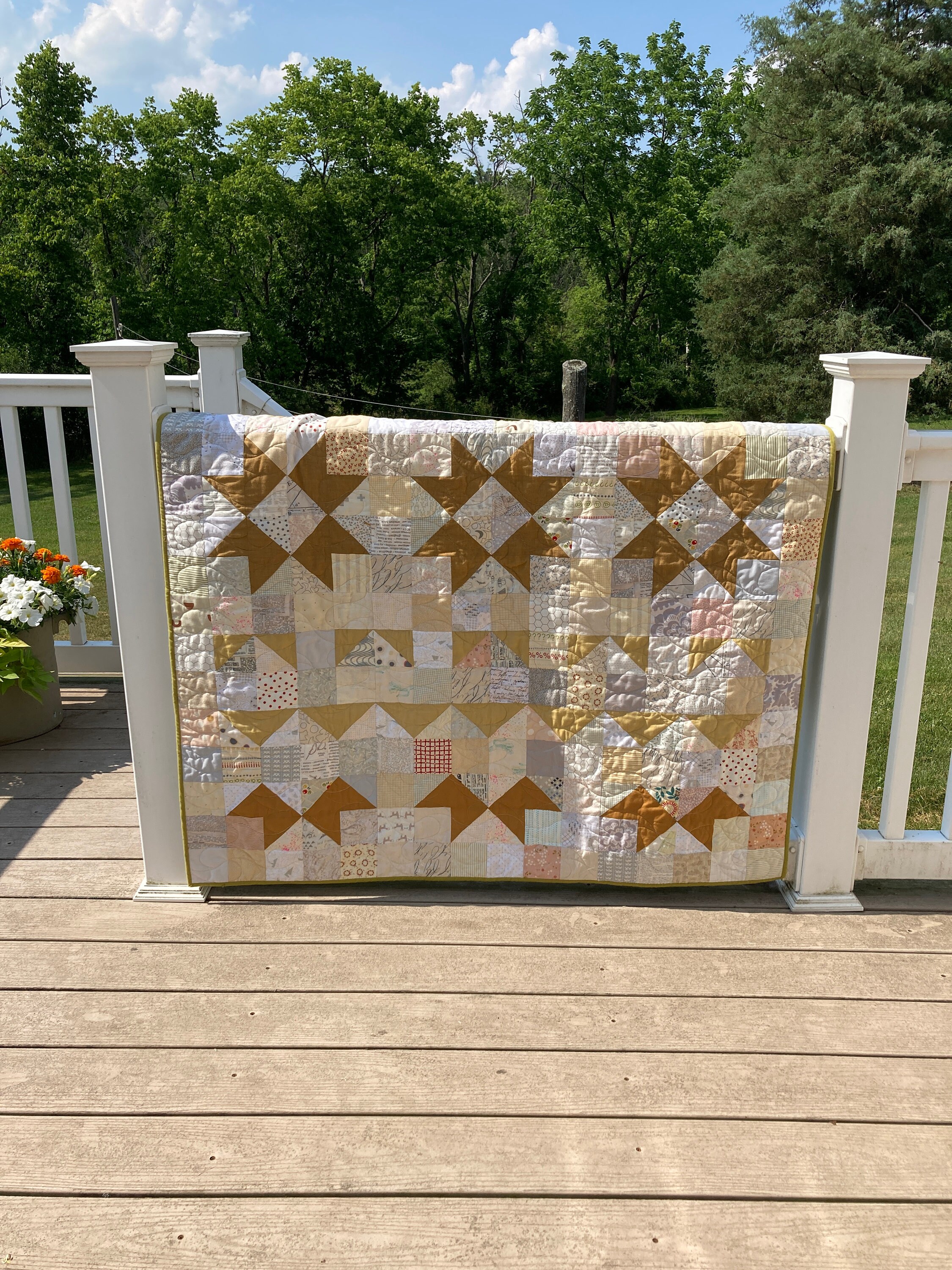 Modern Star Patchwork Quilt, Muted Neutral Throw - Etsy