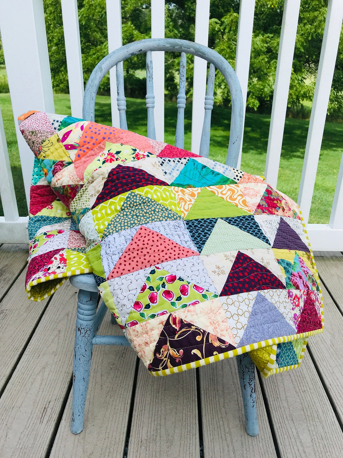 Modern Quilted Throw With Vibrant Jewel Tone Colors - Etsy