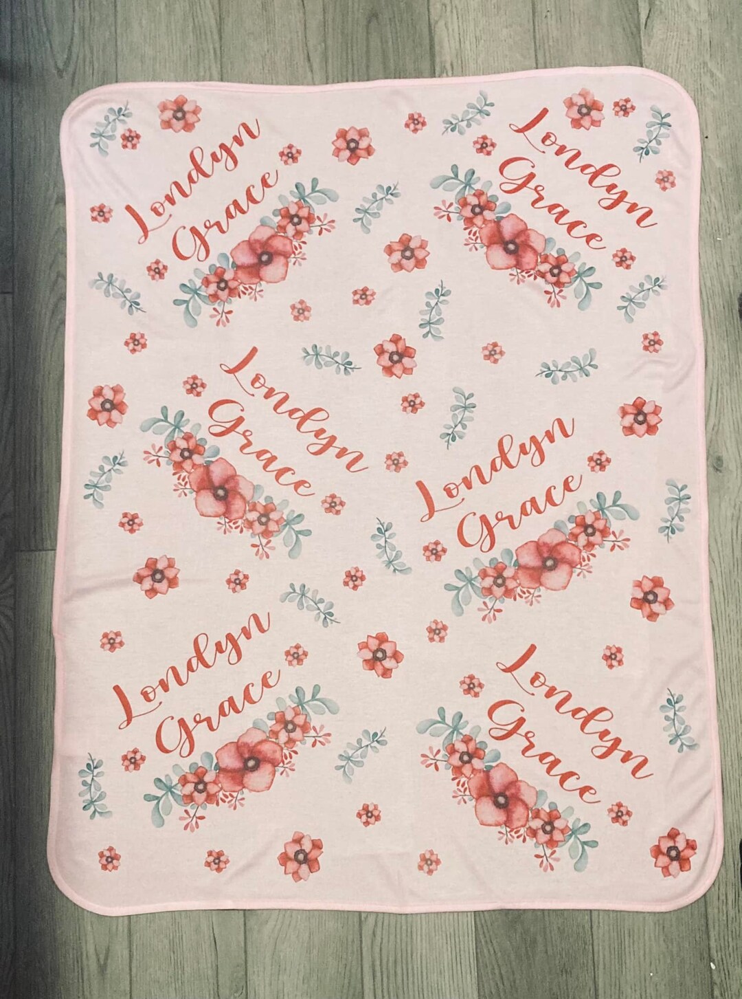 Custom Made Baby Blanket / Personalized Floral Blanket / Pink / Baby ...