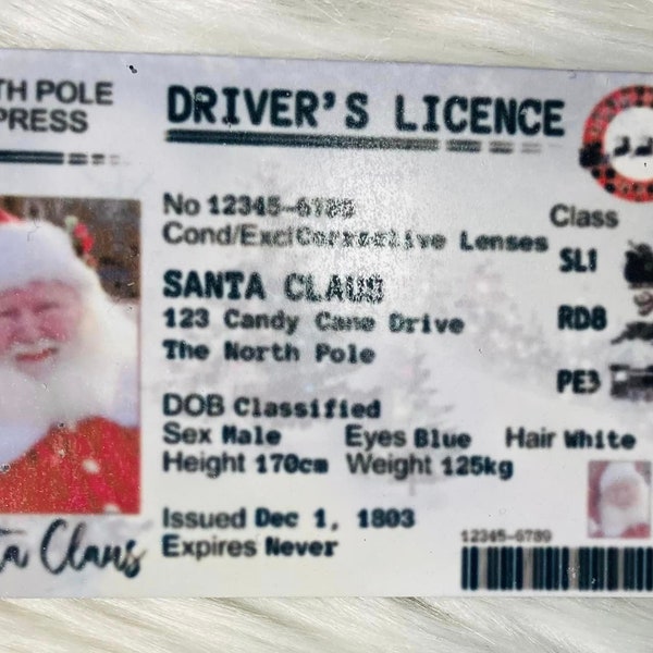 Santa Claus Drivers License - Etsy