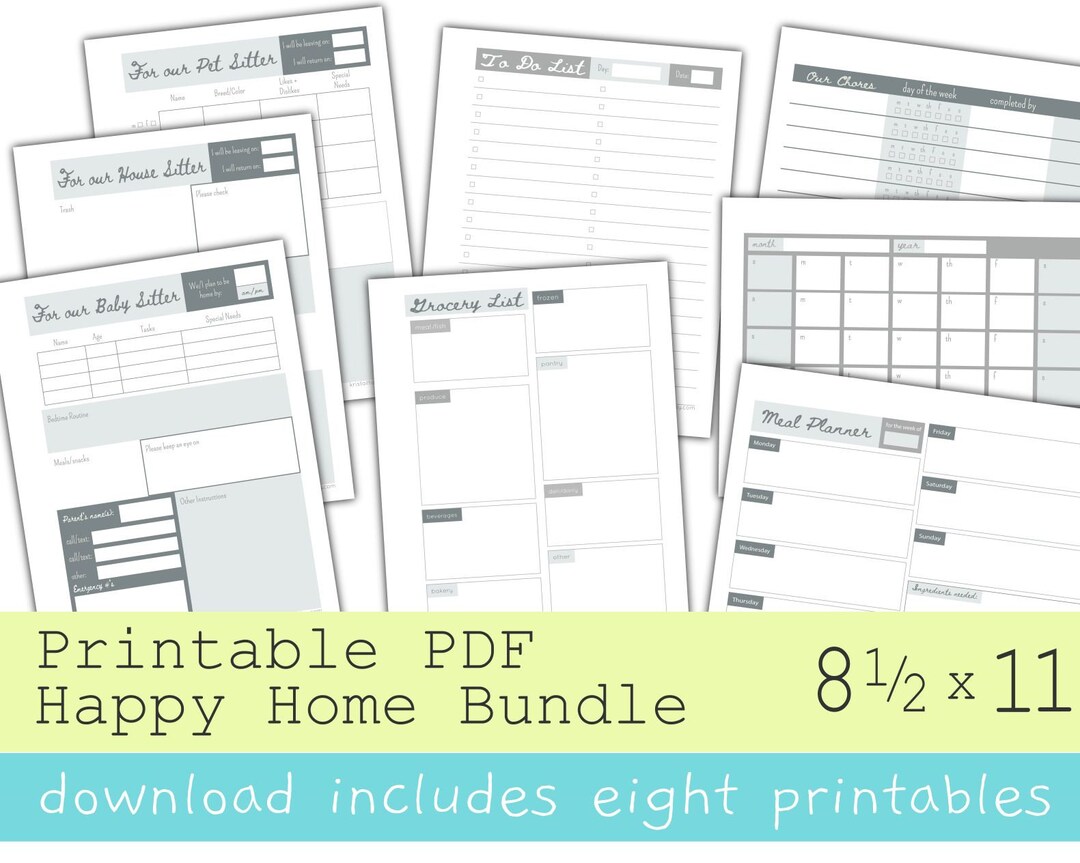 House, Pet + Baby Sitter Printable, Calendar, Chore Chart, to Do List ...