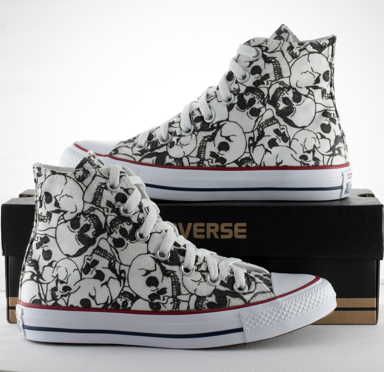 Custom Skull Converse Sneakers: Painted Cranium Shoes - Etsy