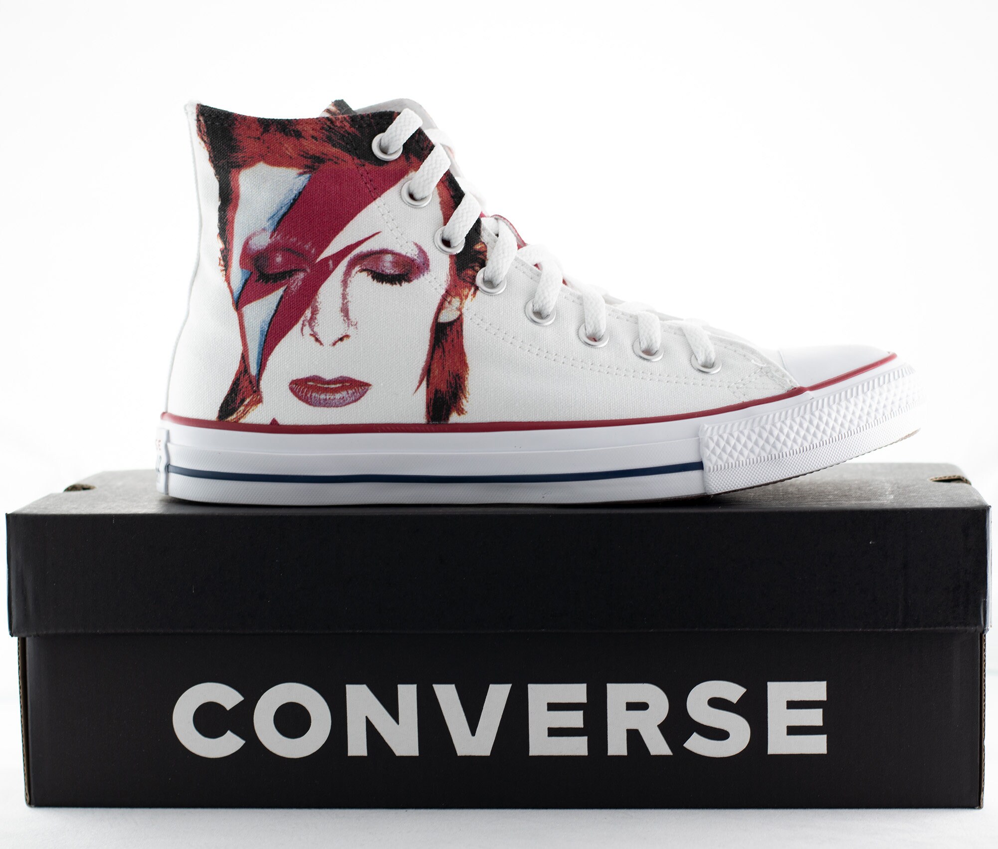 David Bowie Fan Art Custom Converse / Aladdin Sane Inspired ...