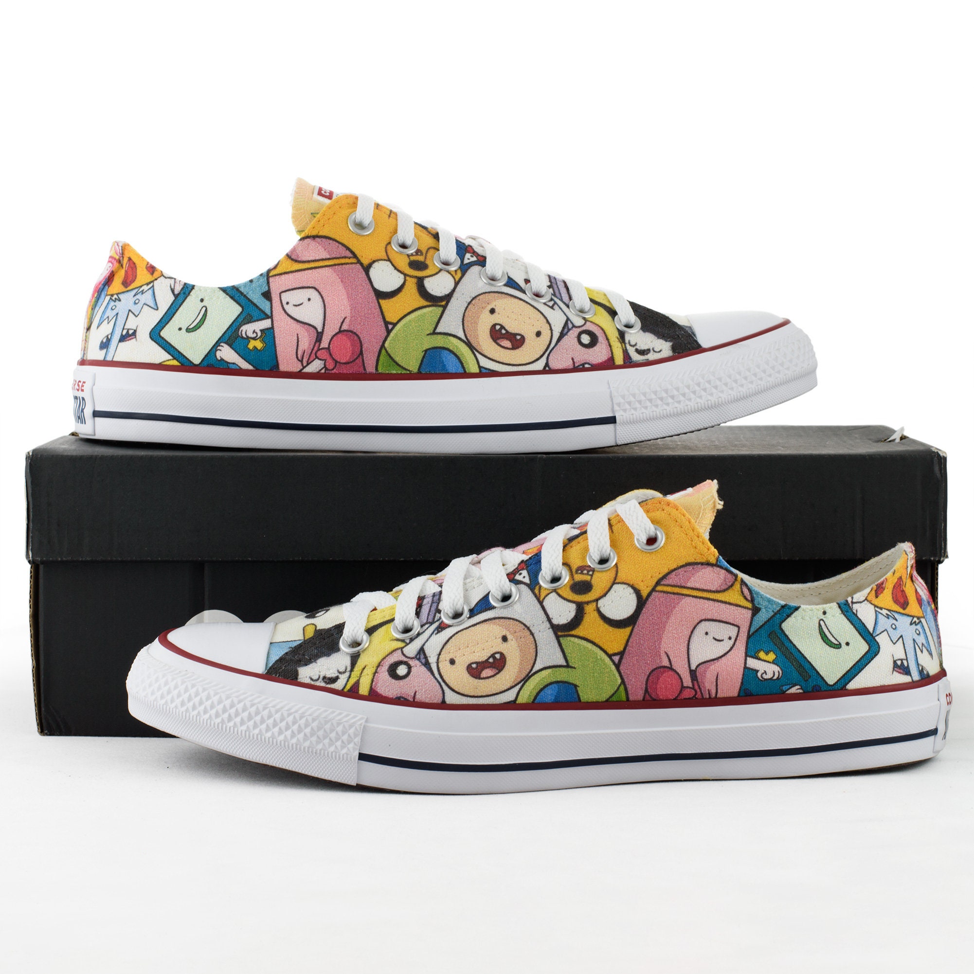 Adventure Time Fan Art Custom Converse Low Top Finn Custom - Etsy