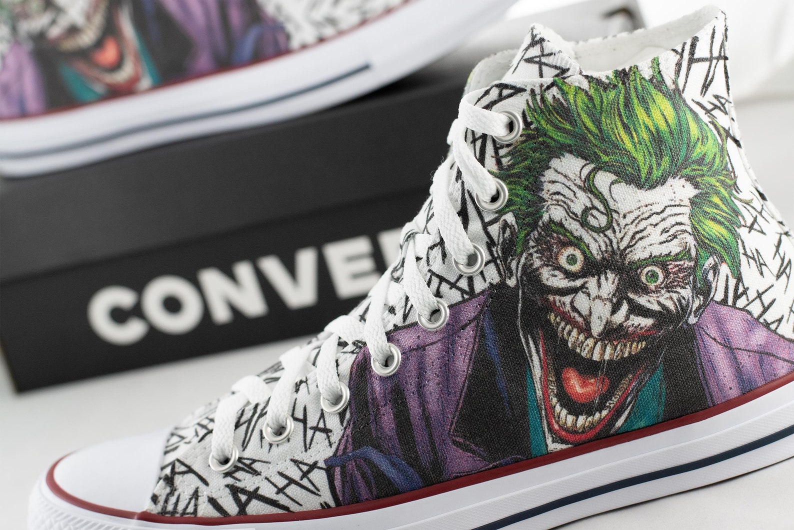 Joker Fan Art Custom Converse Comic Supervillain Custom Shoes - Etsy