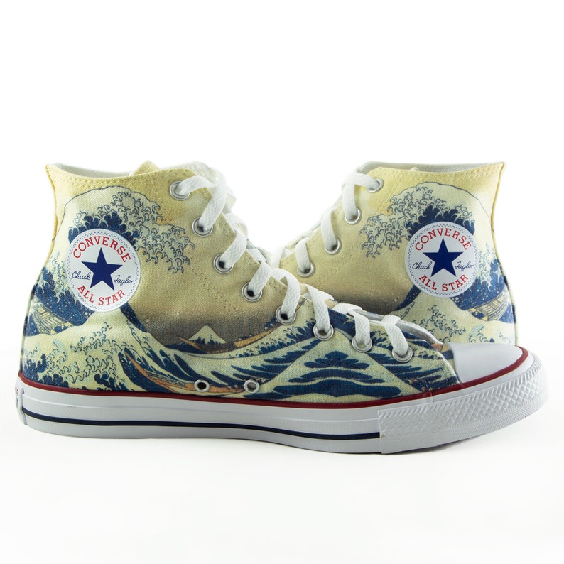 The Great Wave off Kanagawa Custom Converse Painting Custom - Etsy
