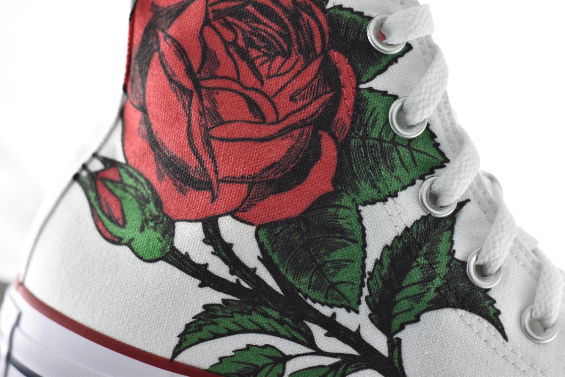 Custom Rose Converse Sneakers: Floral Painted Shoes - Etsy