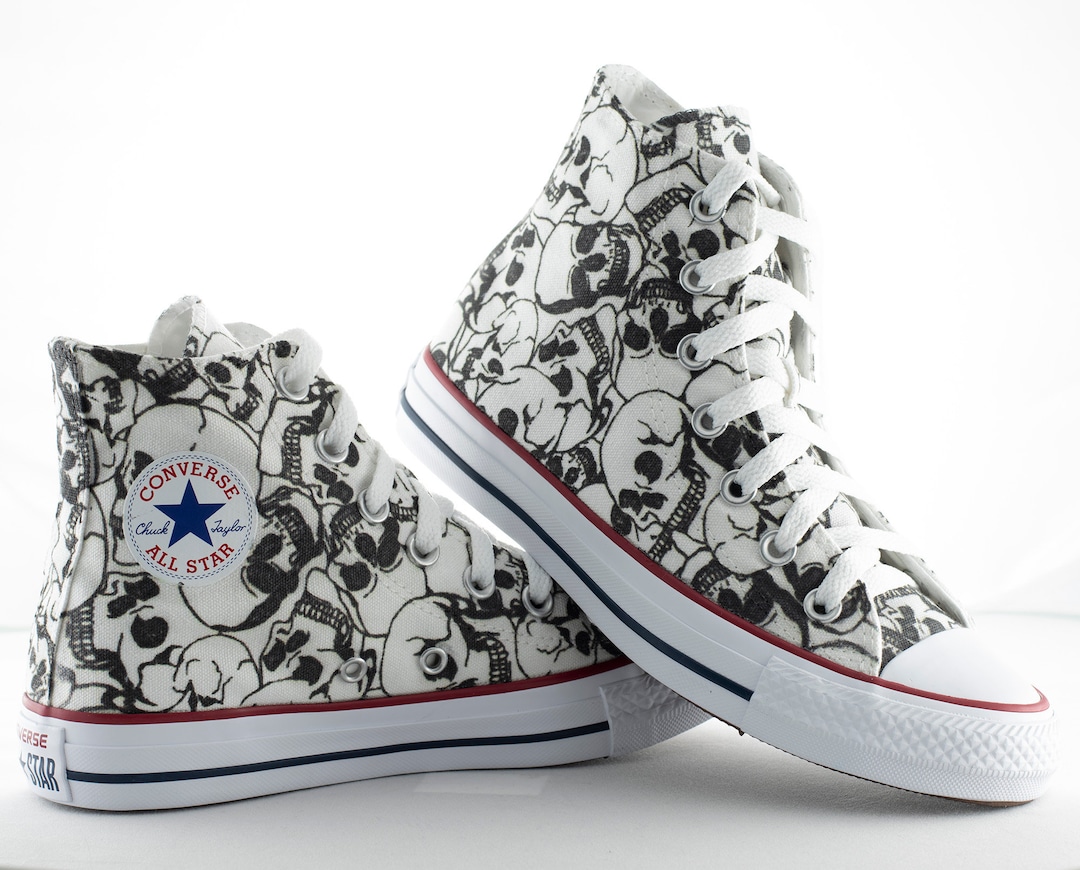 Custom Skull Converse Sneakers: Painted Cranium Shoes - Etsy
