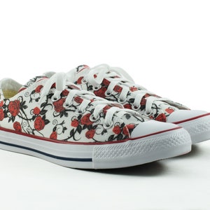 Roses Custom Converse Red Rose Custom Made Shoes Floral Painted Shoes ...