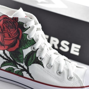 Rose Custom Converse Flower Custom Shoes Floral Painted Sneakers ...