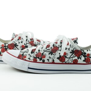 Roses Custom Converse Red Rose Custom Made Shoes Floral Painted Shoes ...