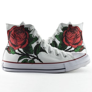 Rose Custom Converse Flower Custom Shoes Floral Painted Sneakers ...