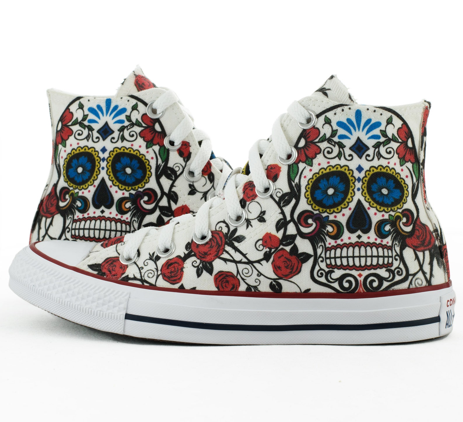 Mexican Skull Custom Converse Calavera Custom Shoes Catrina Sneakers ...