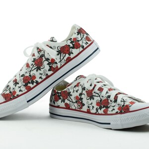 Roses Custom Converse Red Rose Custom Made Shoes Floral Painted Shoes ...