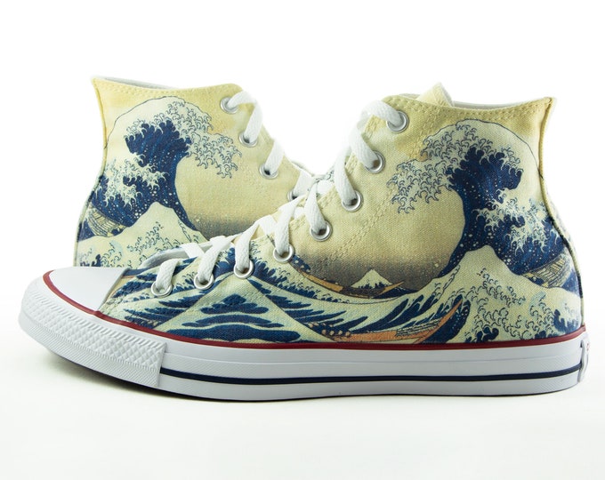 The Great Wave off Kanagawa Custom Converse Painting Custom - Etsy
