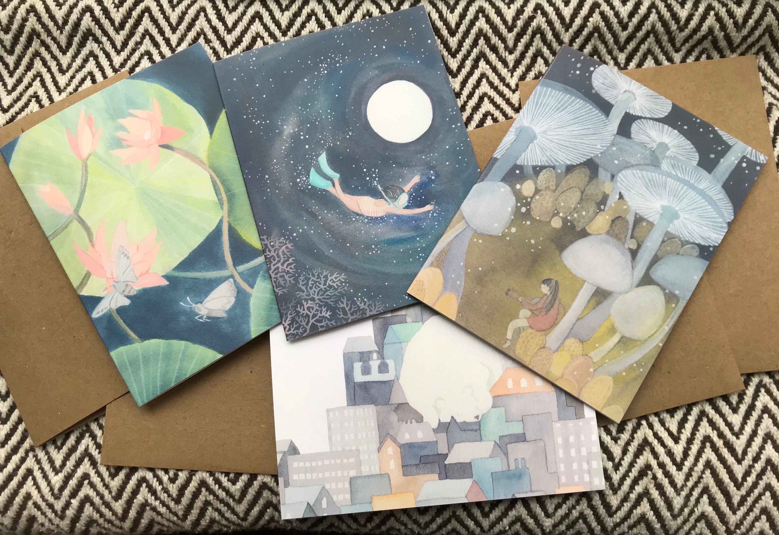 Whimsical Greeting Cards Art Cards All Occasion Cards Set - Etsy