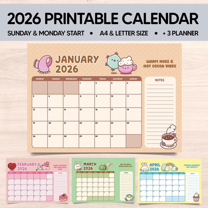 Cute calendar 2026 kawaii - Etsy México
