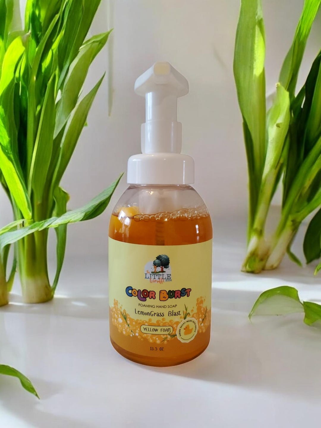 Organic and Vegan, Colorful Foaming Hand Soap for Kids. Yellow Foam ...