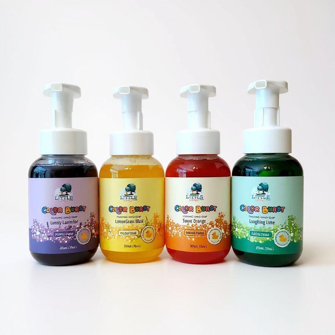 Rainbow Foaming Hand Soap Set: Organic Oils, Rubber Duck Toy - Etsy