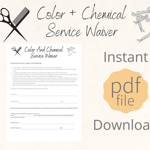 Hair Stylist Consultation Forms Hair Color Waiver Form - Etsy