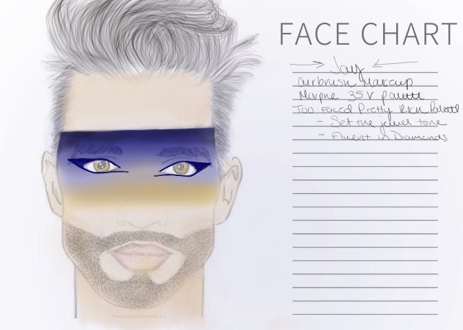 Male Face Chart PDF Template Digital Download - Etsy Singapore