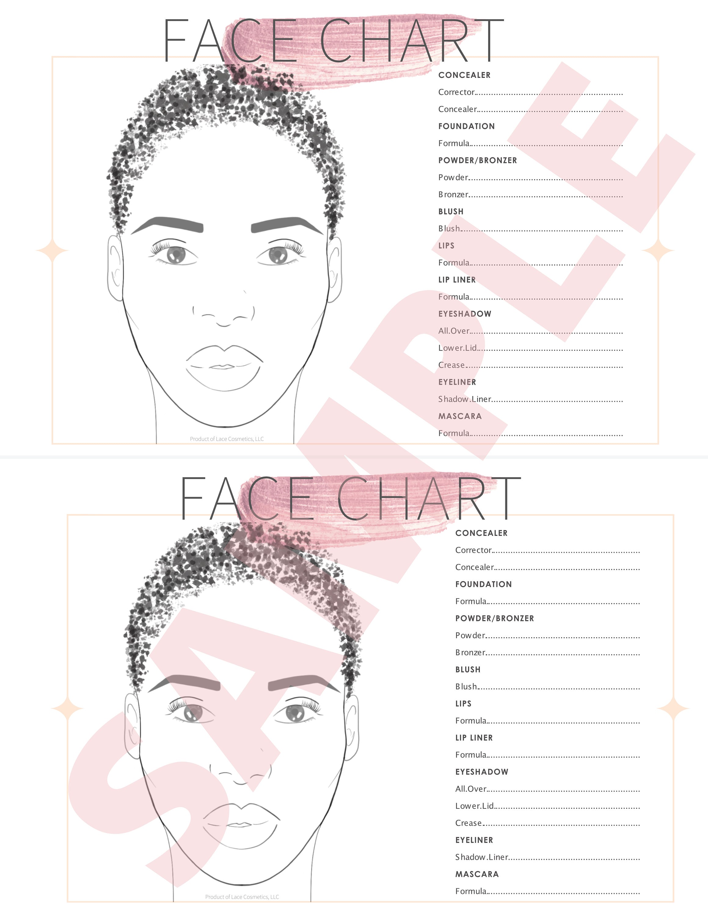 Face Chart PDF Template Digital Download Dark Skin Makeup Artist ...