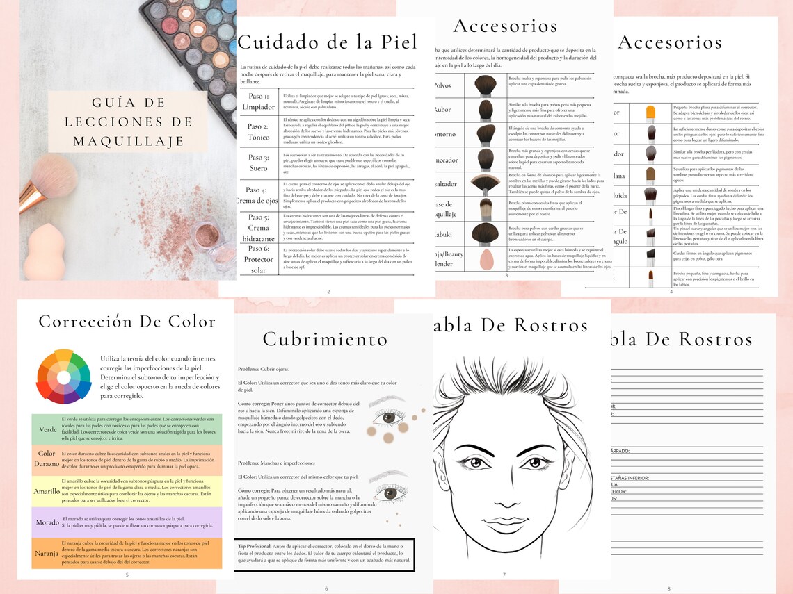 SPANISH Makeup Lesson Guide Book PDF Digital Download E-book Guia De ...