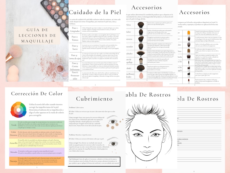 SPANISH Makeup Lesson Guide Book PDF Digital Download E-book Guia De ...