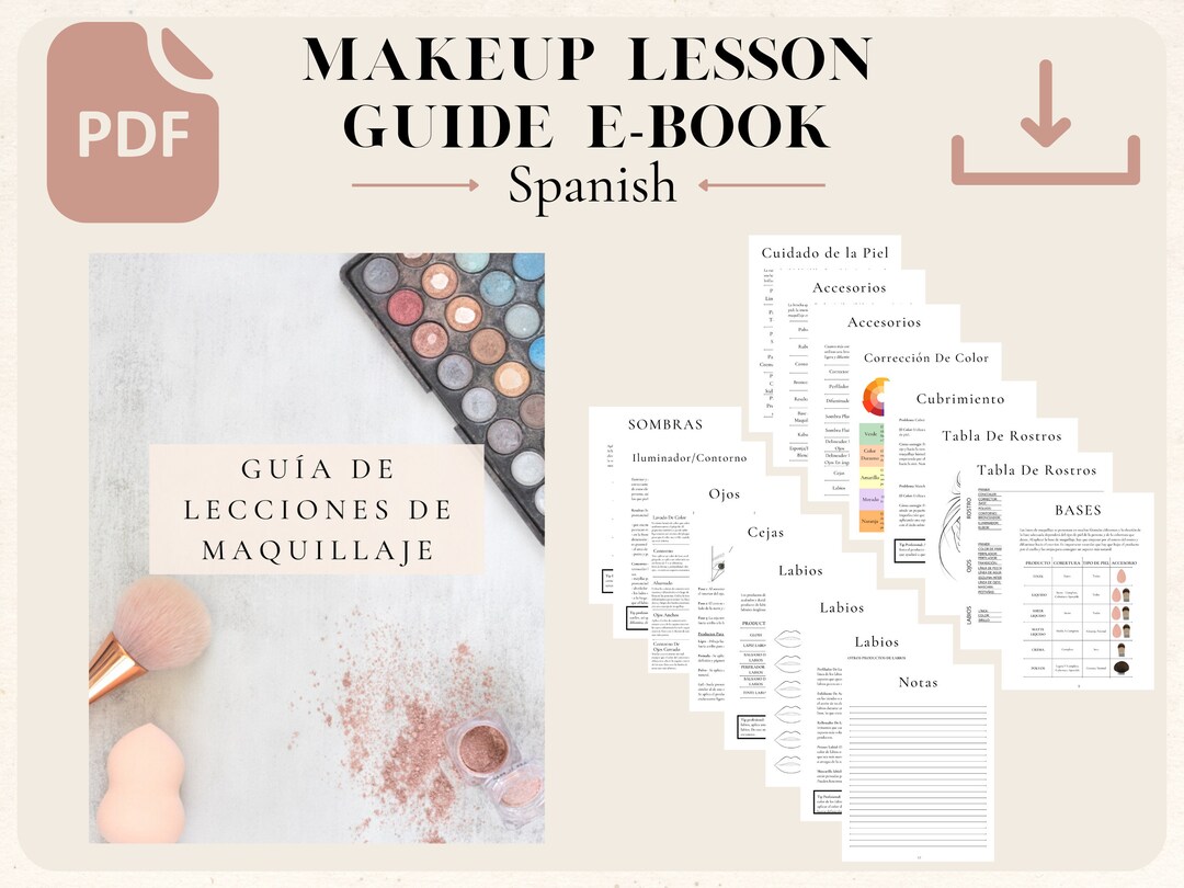SPANISH Makeup Lesson Guide Book PDF Digital Download E-book Guia De ...