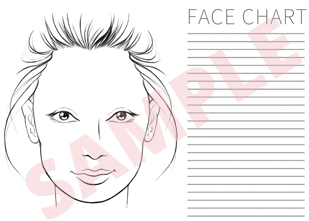 Face Chart With NO EYEBROWS PDF Template Digital Download Microblading ...