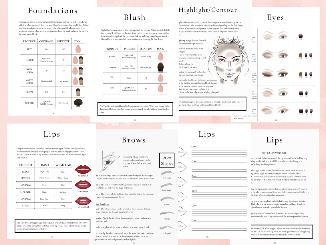 Makeup Lesson Guide Book Spanish and English BUNDLE PDF Digital ...