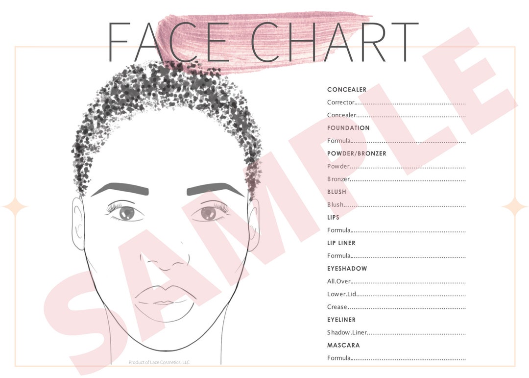 Face Chart PDF Template Digital Download Dark Skin Makeup Artist ...