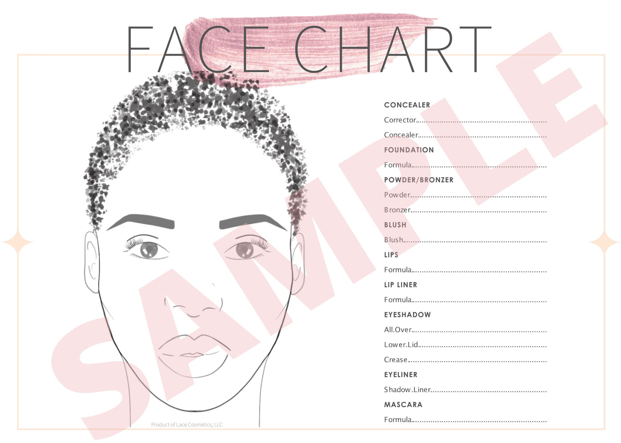 Face Chart PDF Template Digital Download Dark Skin | Etsy