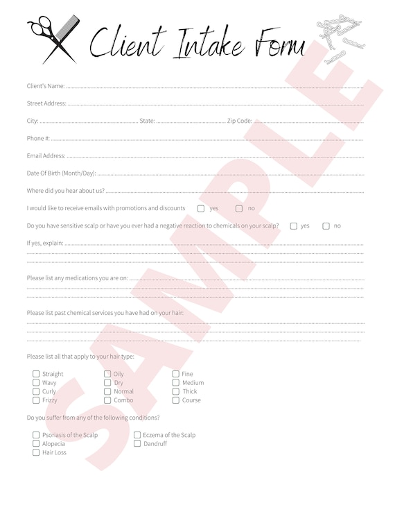 Salon Client Profile Template Client Info Sheet, Customer Tracking,