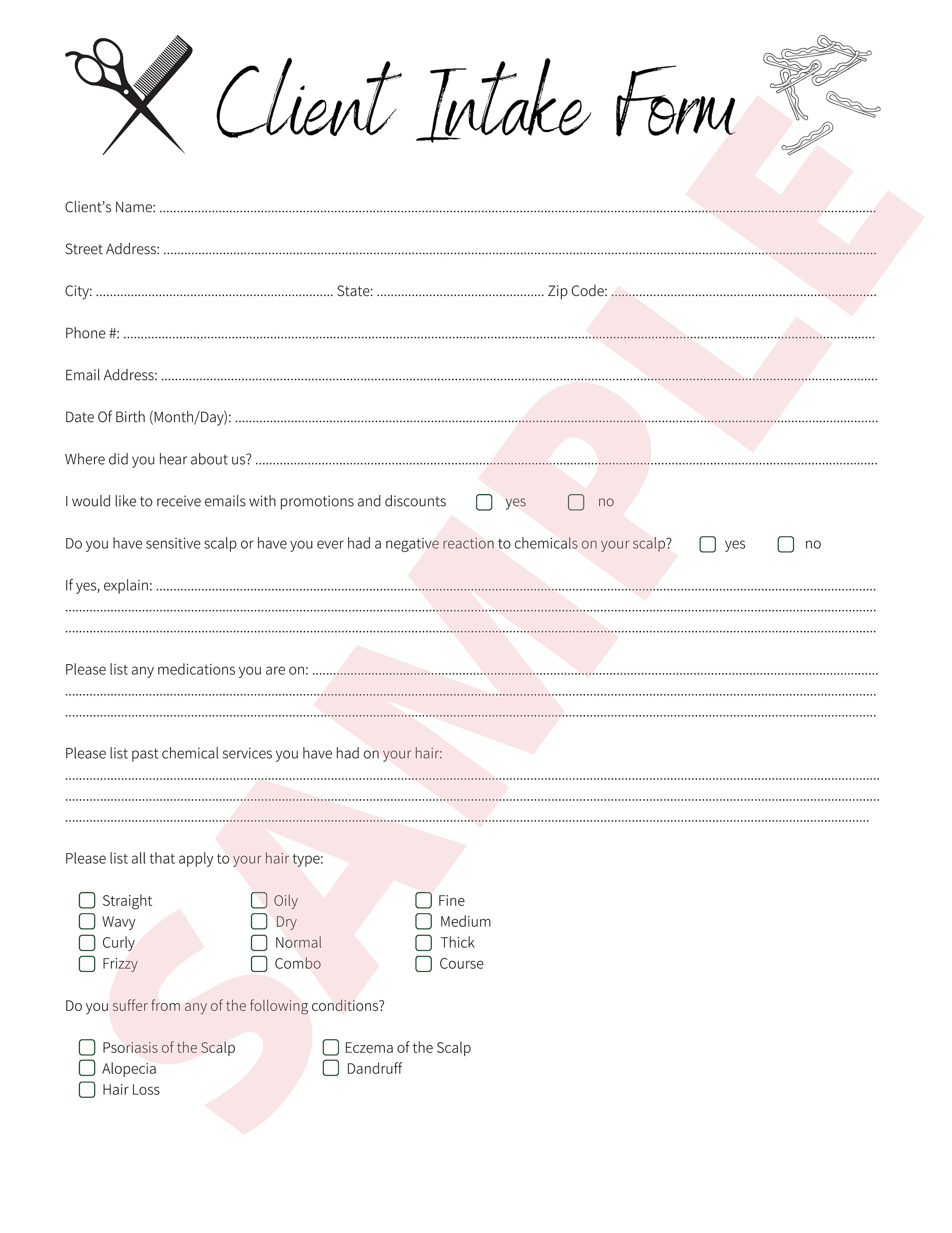 Hair Salon Client Intake Form Canva Template PDF Editable Hair Stylist ... Hair Salon Client Intake Form Canva Template PDF Editable Hair Stylist ...