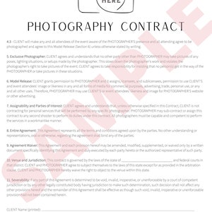 Photography Contract - Between Photographer and Client Editable PDF ...