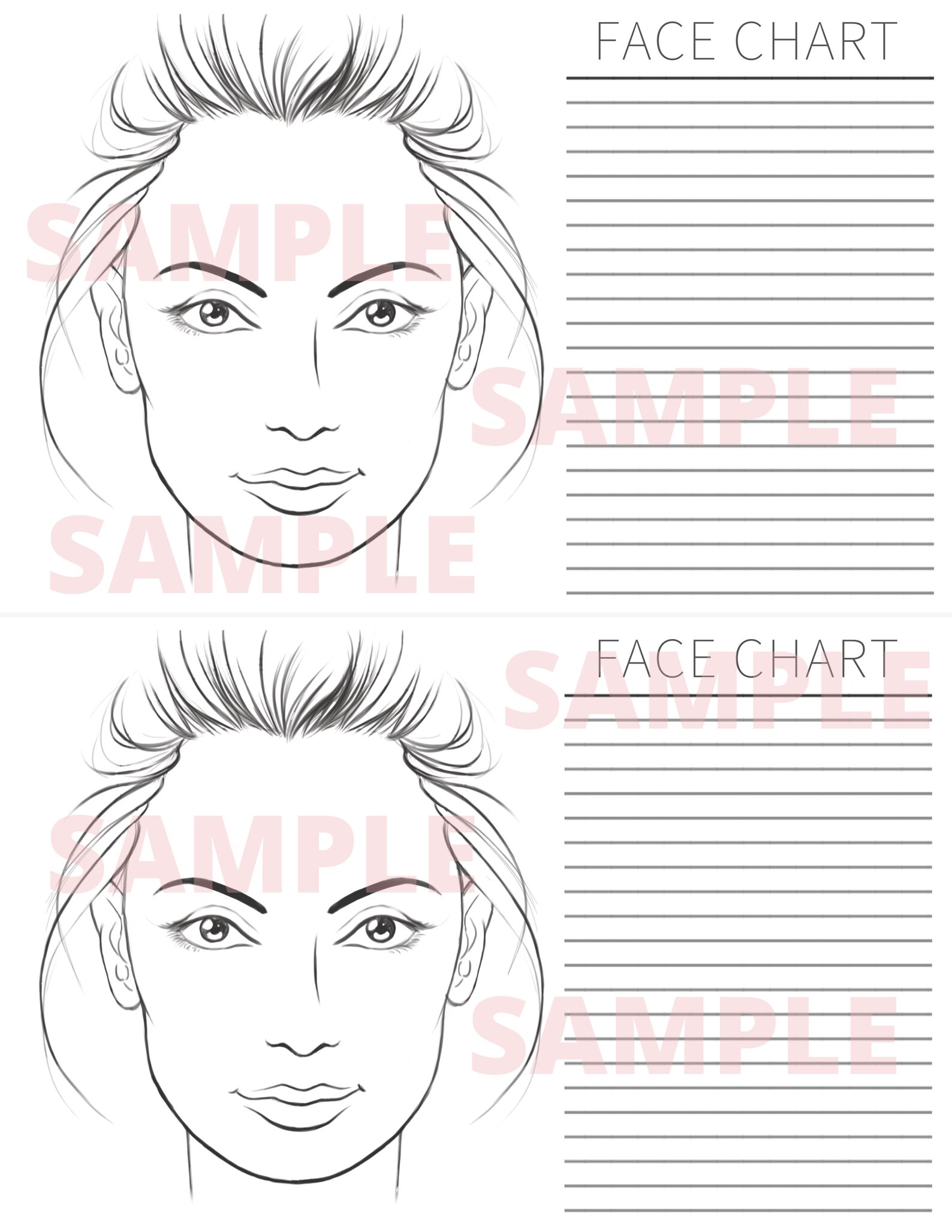 Face Chart PDF Template Digital Download - Etsy